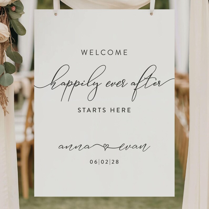 Modern Calligraphy Wedding Welcome Sign (personalized PDF) - Etsy