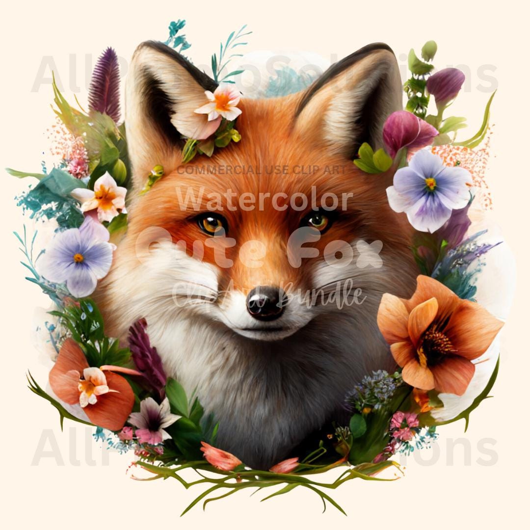 Watercolor Foxes Clipart, Cute Fox Illustration, Baby Fox PNG ...