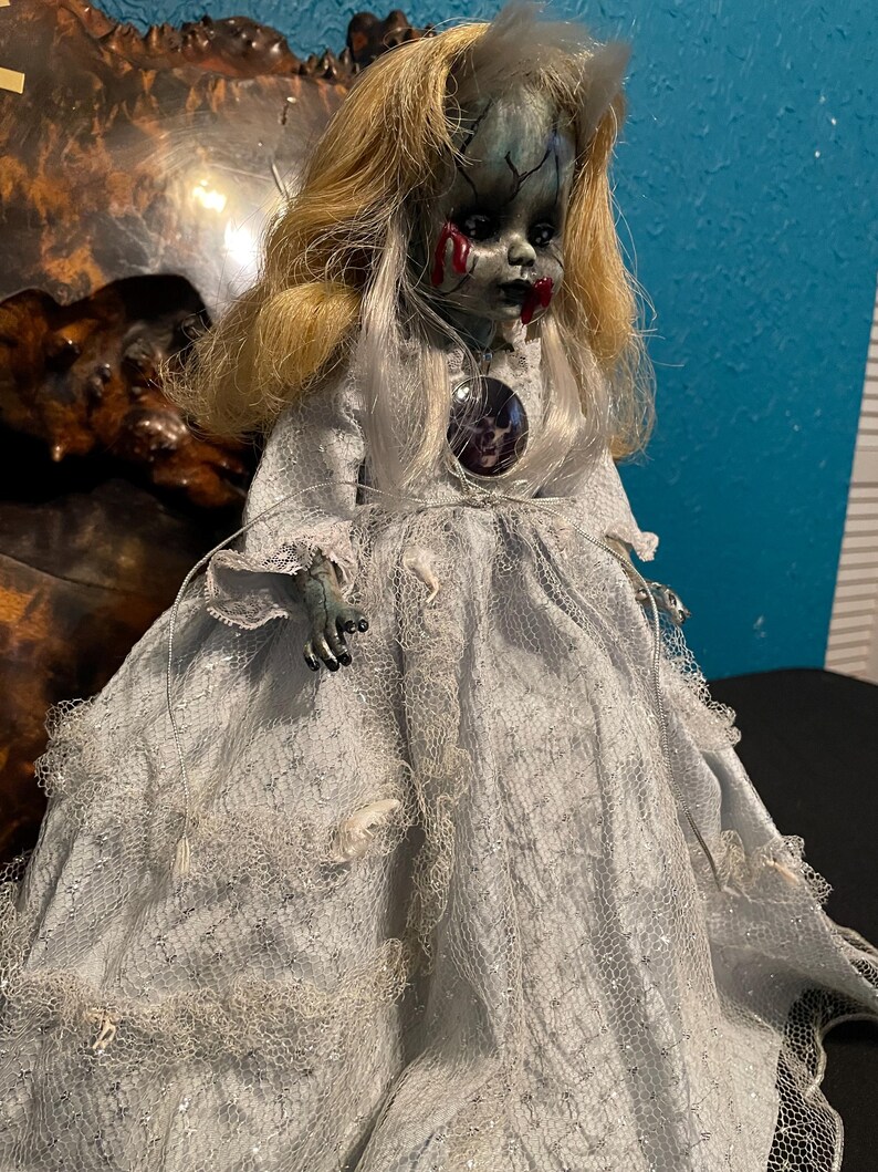 Handmade Haunted Gothic Creepy Doll Cinderella in a Blue Gown Black ...