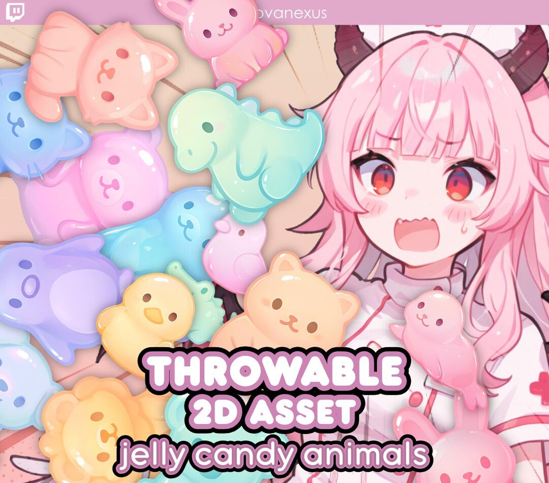 Candy Jelly Animal Throwables - T.I.T.S. Vtuber Stream Assets | Twitch Interactive Png Items ...
