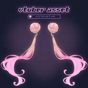 Rigged Bun and Pigtail Hair Asset for Vtube Studio - 5 Color Variations ...