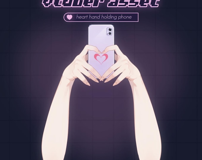 Heart Hands Holding Phone Hand Asset Set for Vtube Studio - 5 Skintone ...