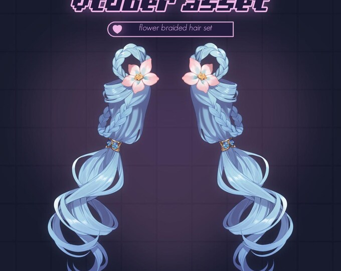Rigged Fancy Flower Hair Set Vtube Studio With Color Customization - 5 ...