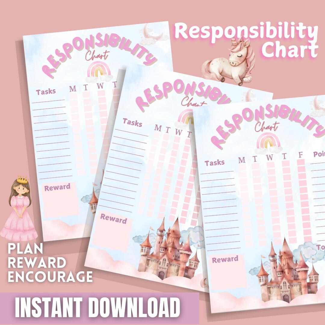 Princess Pink Responsibility Chart for Kids | Printable | Kids Daily ...