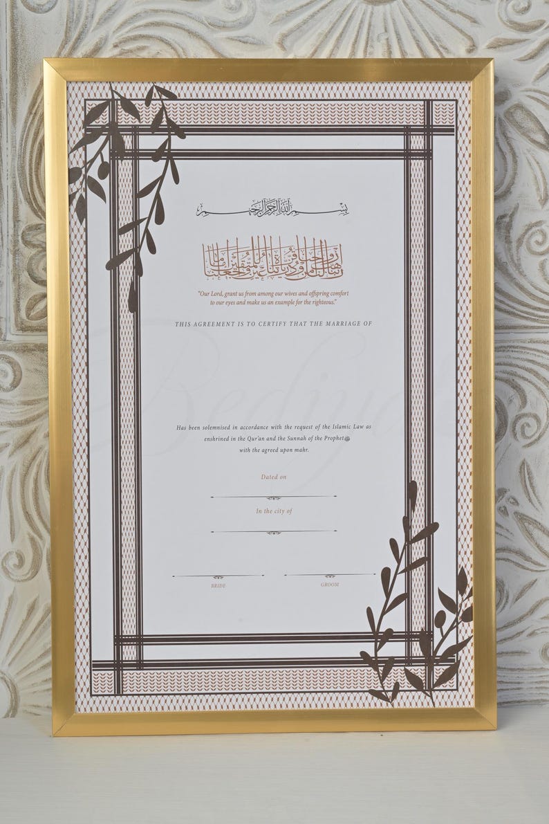 Elegant Nikkah Contract, Islamic Wedding and Marriage Certificate ...