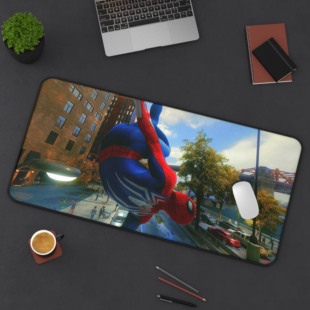 Spider-man Swinging Desk Mat - Gamer Desk Accessory, Cute Office Decor ...