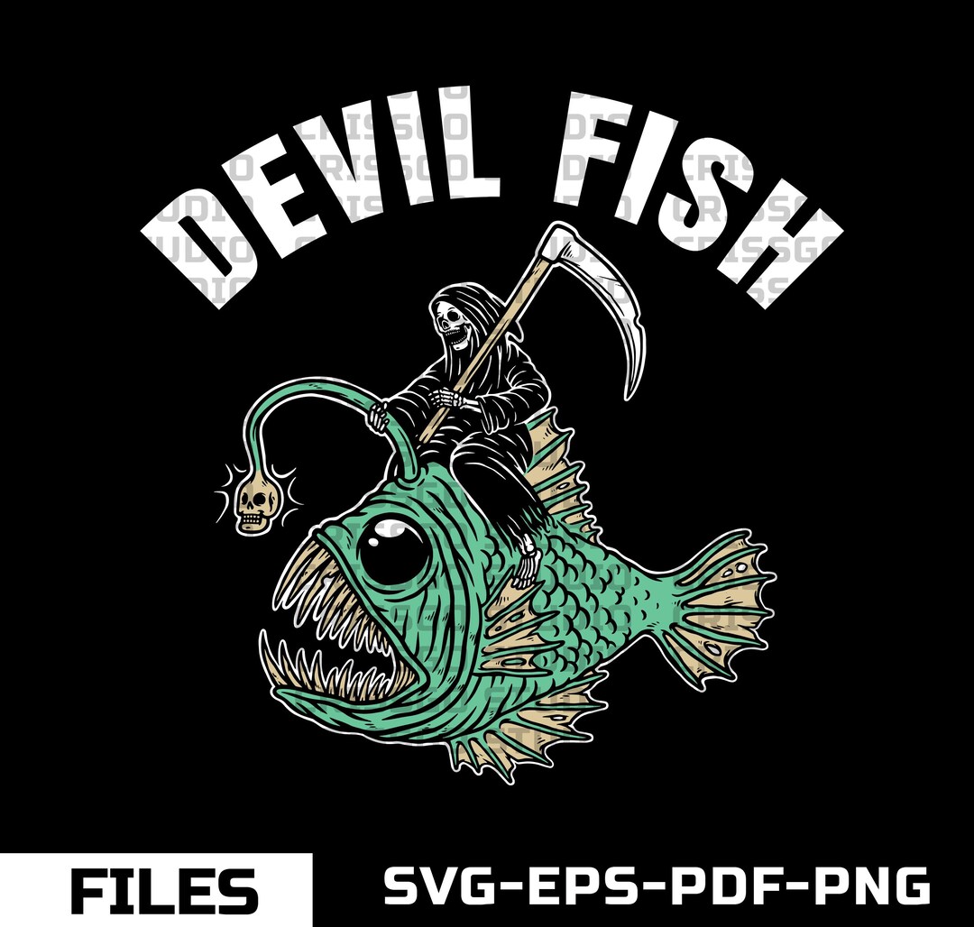 Devil Fish SVG, , Devil Fish Clipart, Deep Sea Fish SVG, Fish Cut File ...