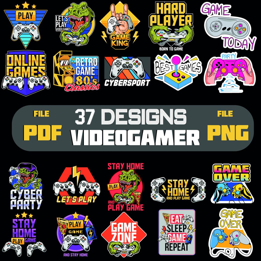37 Retro, Modern and Fun Video Game Designs for T-shirts, Mugs Pdf and ...