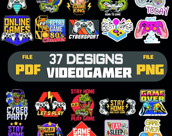 37 Retro, Modern and Fun Video Game Designs for T-shirts, Mugs Pdf and ...