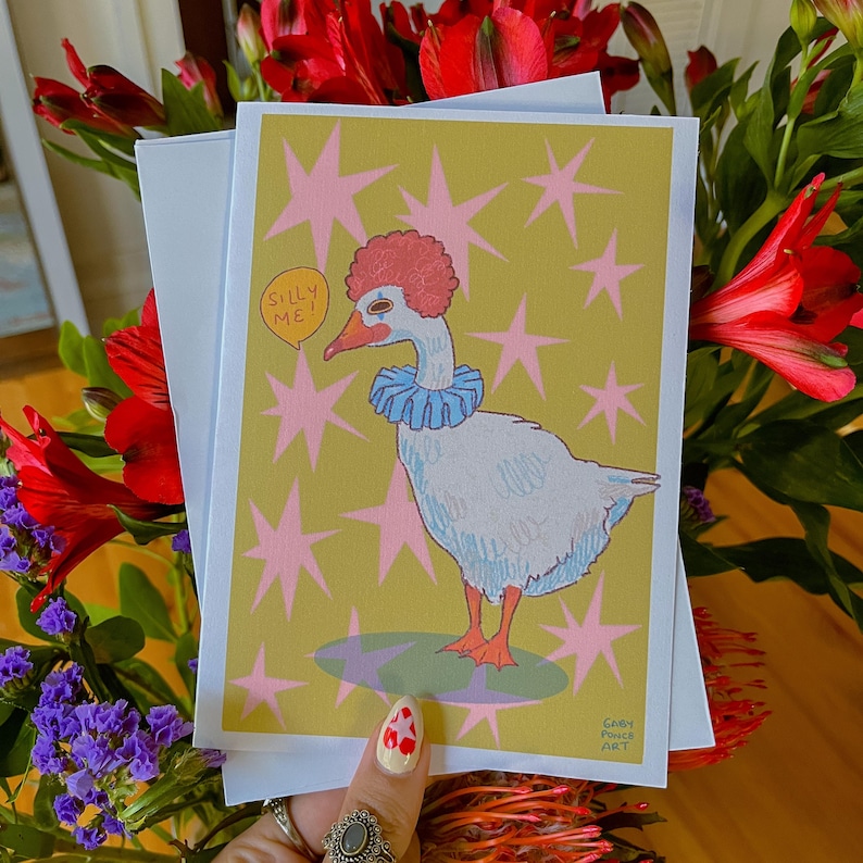 Clown Goose Love Card | Funny Illustrated Greeting Card - Etsy