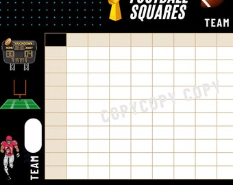Printable 100 Football Squares Grid for Fundraising or Sports Betting ...