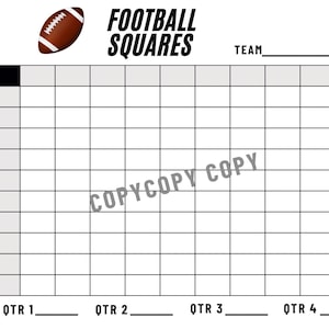 Printable Football Squares 100 Grid | Super Bowl Squares Fundraiser ...