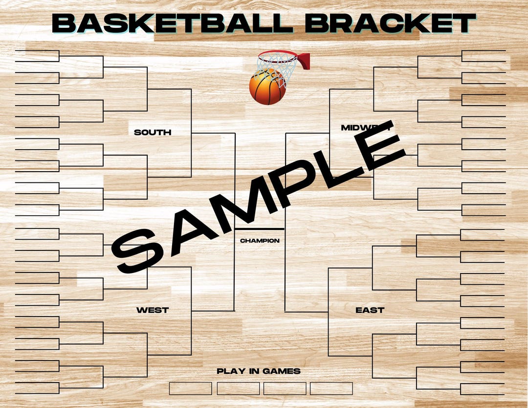 March Madness Final Four Printable Bracket: 64 Team Tournament (digital ...