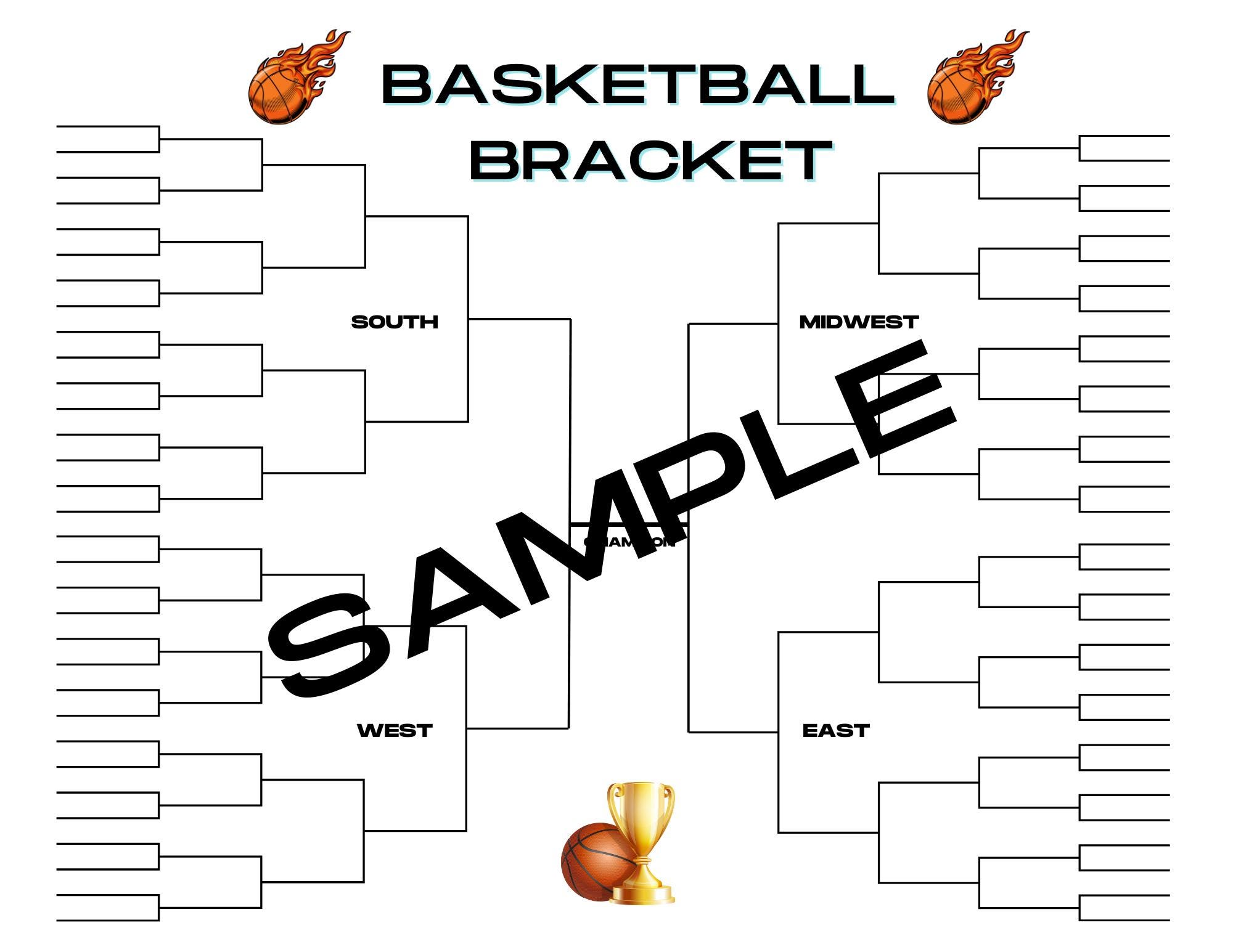 March Madness Final Four Printable Bracket: 64 Team Placement (digital ...