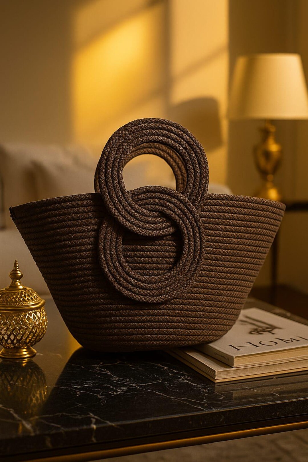 Handmade Woven Rope Circle Handle Tote Bag - Etsy