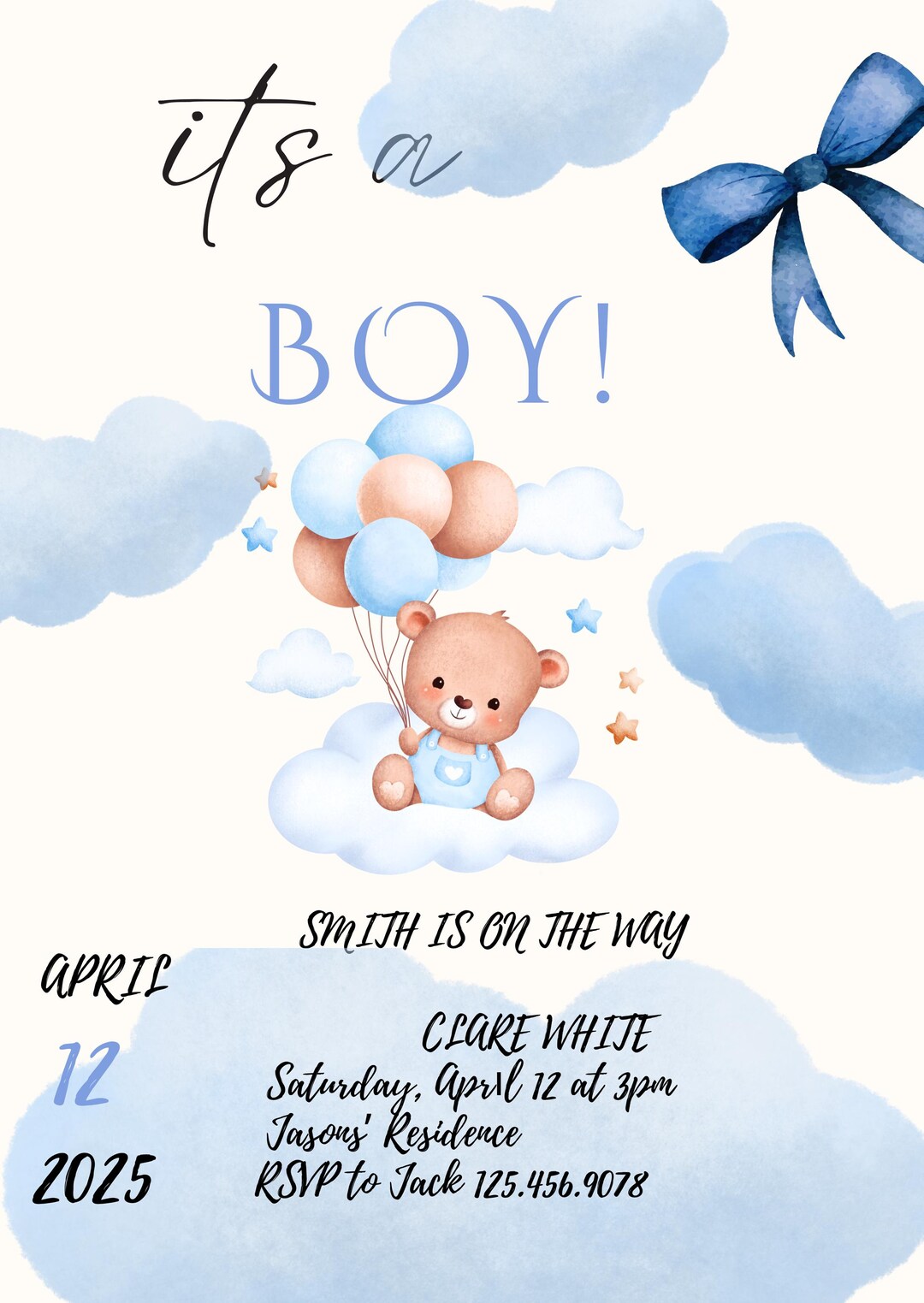 Customizable Baby Shower Invitation | Digital Printable | Personalized ...
