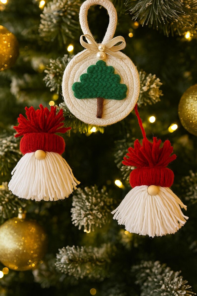 Décoration de nain en laine faite main - Décoration d'arbre de Noël ...