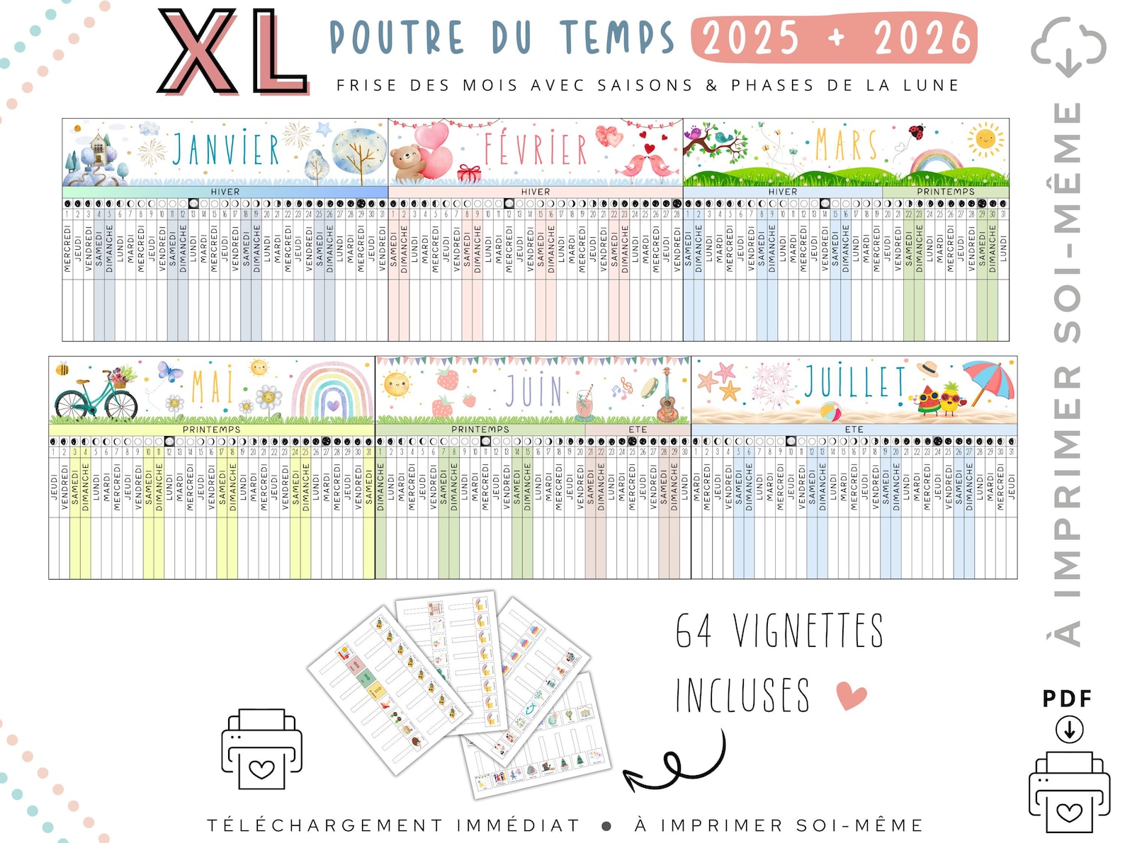 Poutre du temps 2025-2026 pour enfant, Calendrier enfant 2025-2026 avec ...