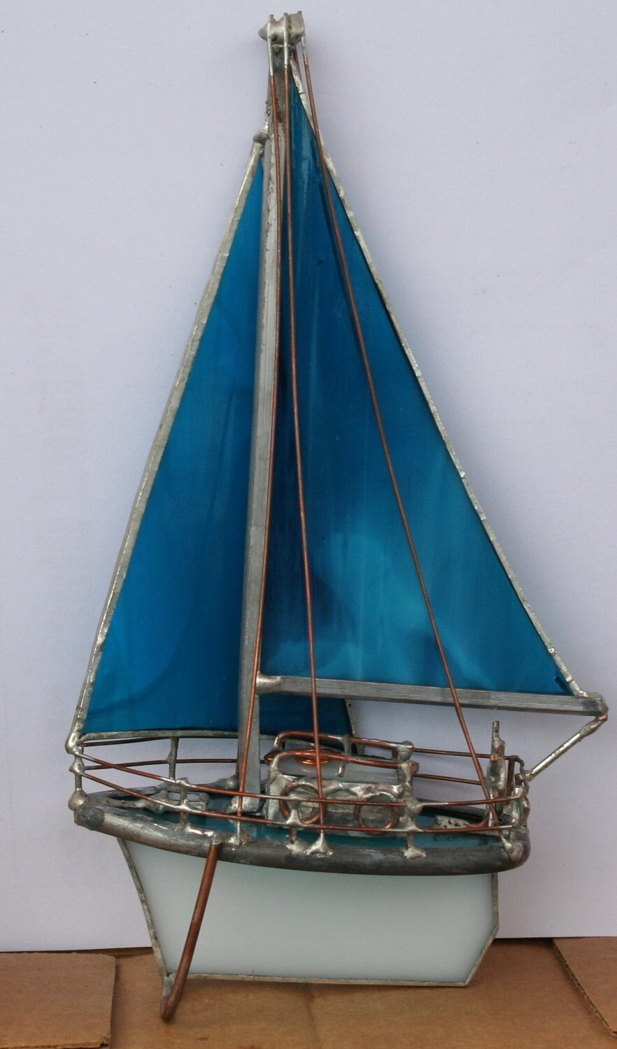 Light Green Stained Glass Model Boat Nautical Decor Sailor | Etsy