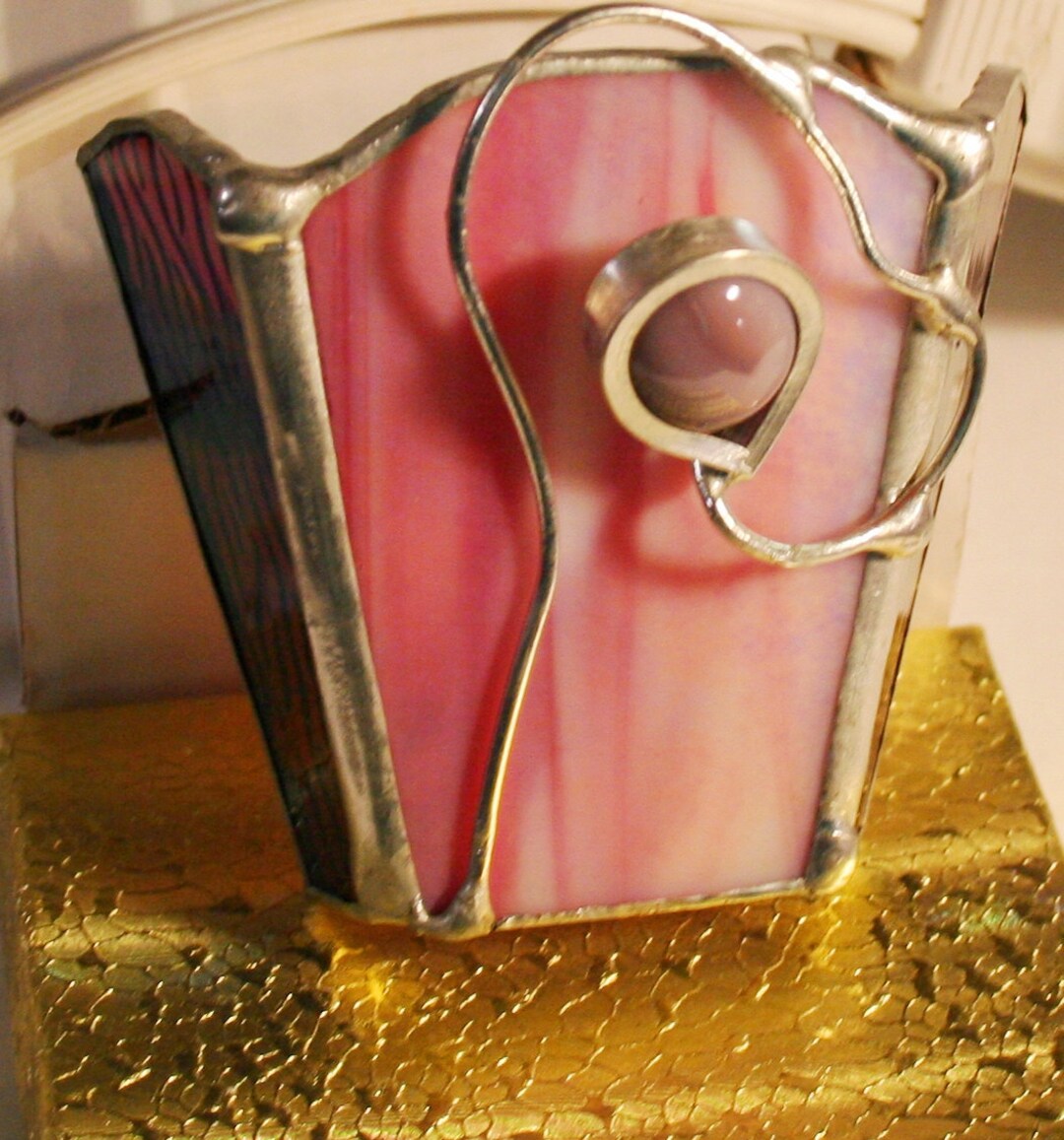 Stained Glass Night Light Shade Soft Iridescent Pink Rich Cranberry - Etsy