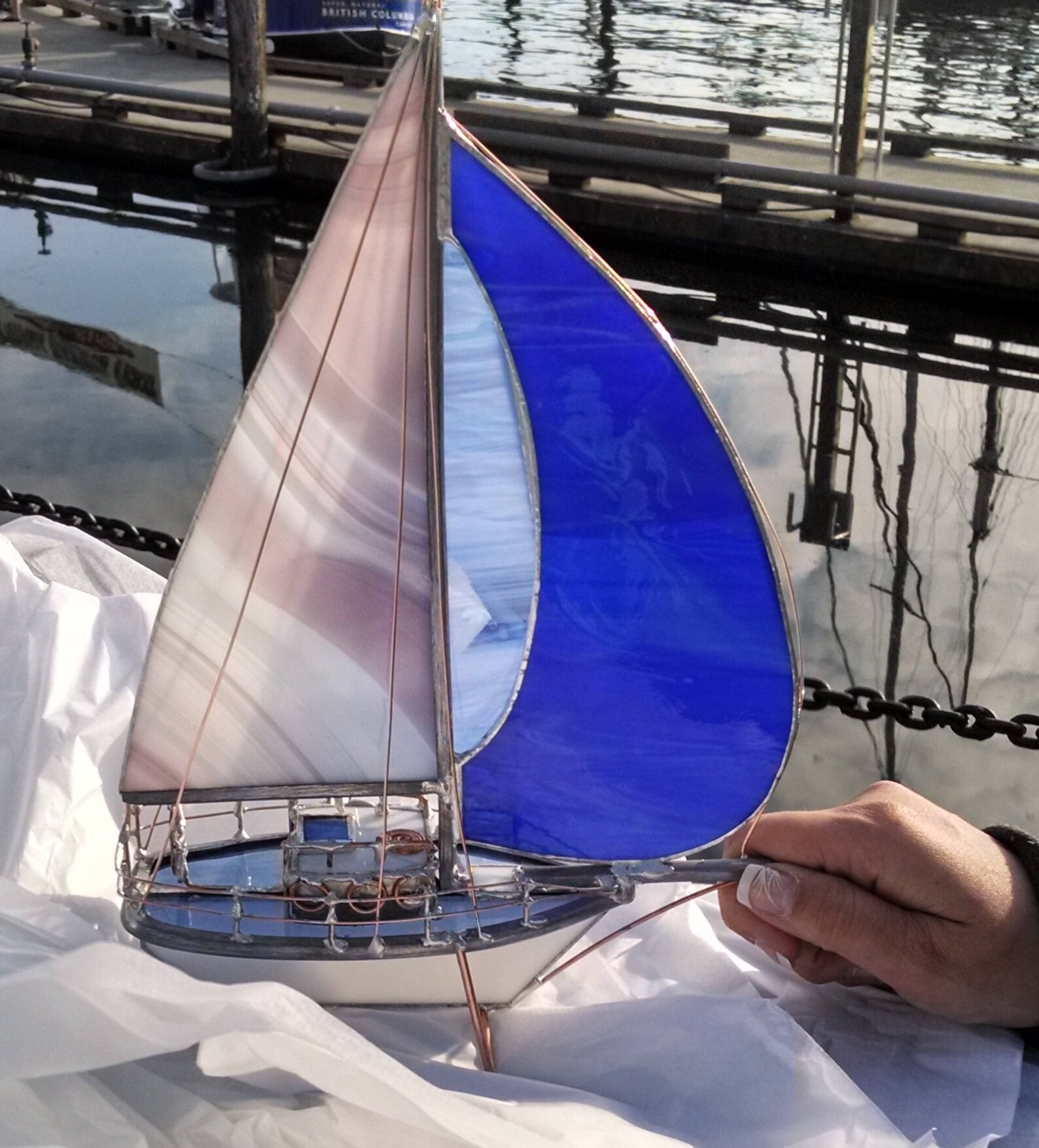 Stained Glass Sailboat Sculpture Extremely Rare Amethyst - Etsy