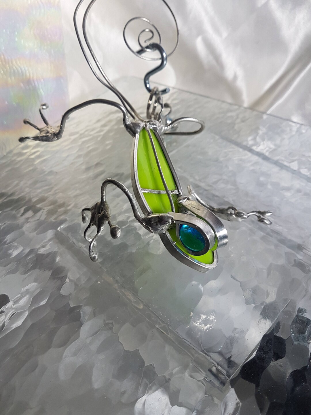 Gecko Stained Glass and Wire Jewelry Holder Garden Art - Etsy