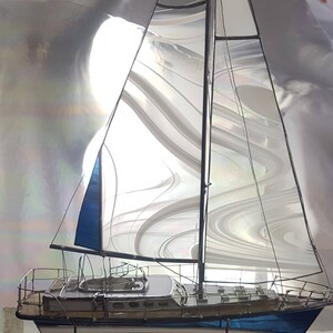 3 D Stained Glass Ship Hand Cut Stained Glass Ooak Model Boat Navy Blue ...