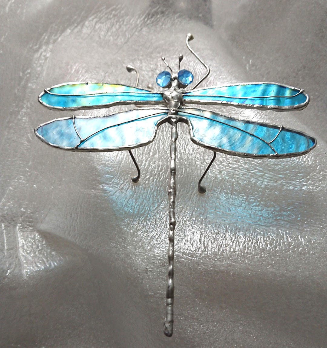 Canada Made Rare Exquisite Aqua Blue Stain Glass Dragonfly Limited ...