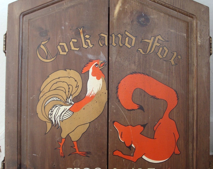 The Cock and Fox - Grog & Ale Dart Board and Cabinet - Etsy