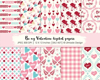 Valentine digital paper Valentine scrapbook paper Valentine | Etsy
