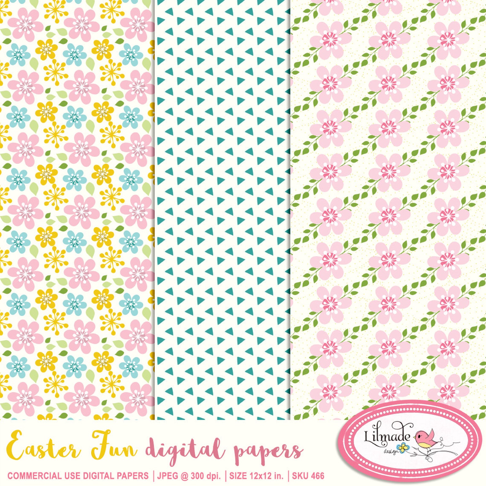 Easter Digital Papers Easter Bunny Easter Chick Easter - Etsy