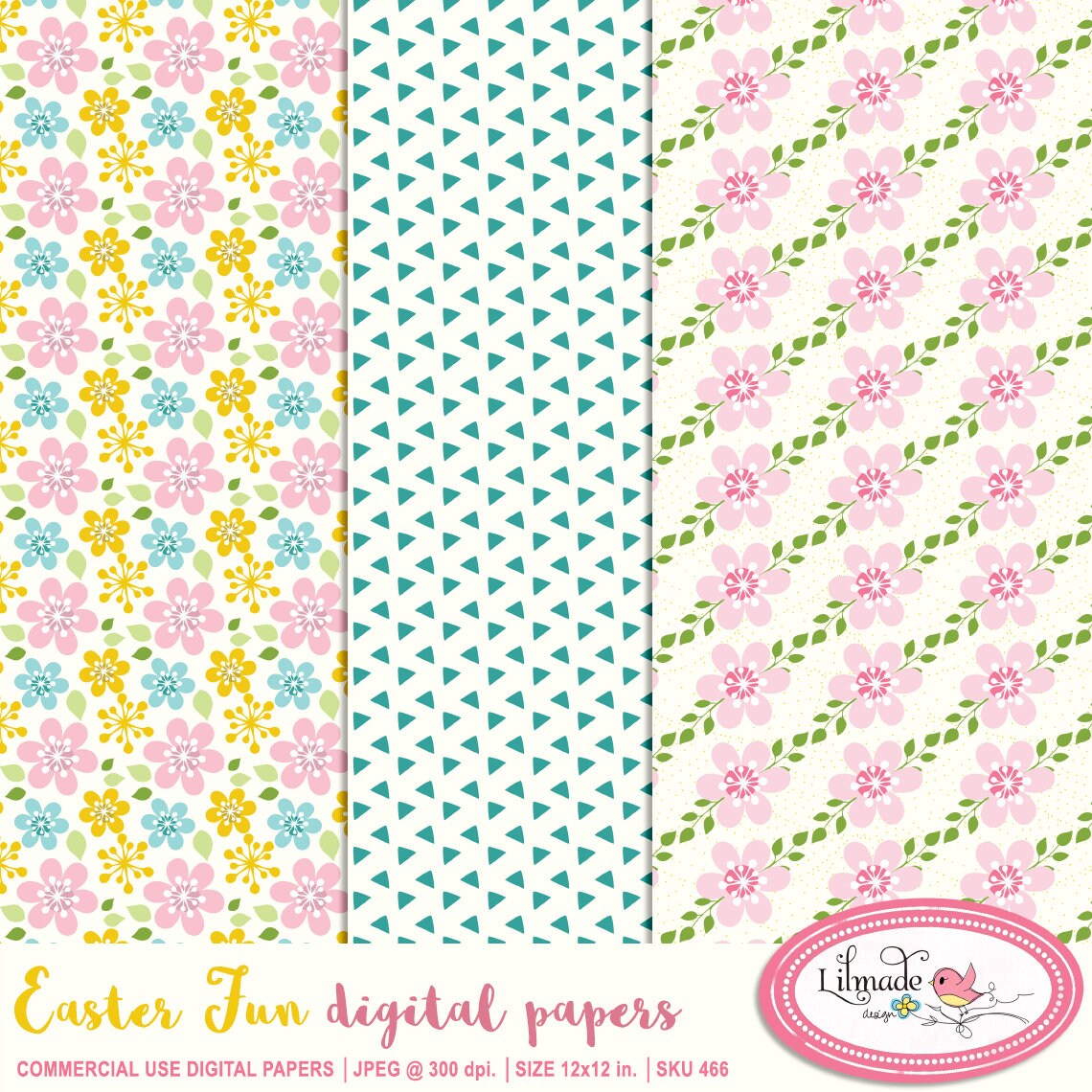 Easter Digital Papers Easter Bunny Easter Chick Easter - Etsy