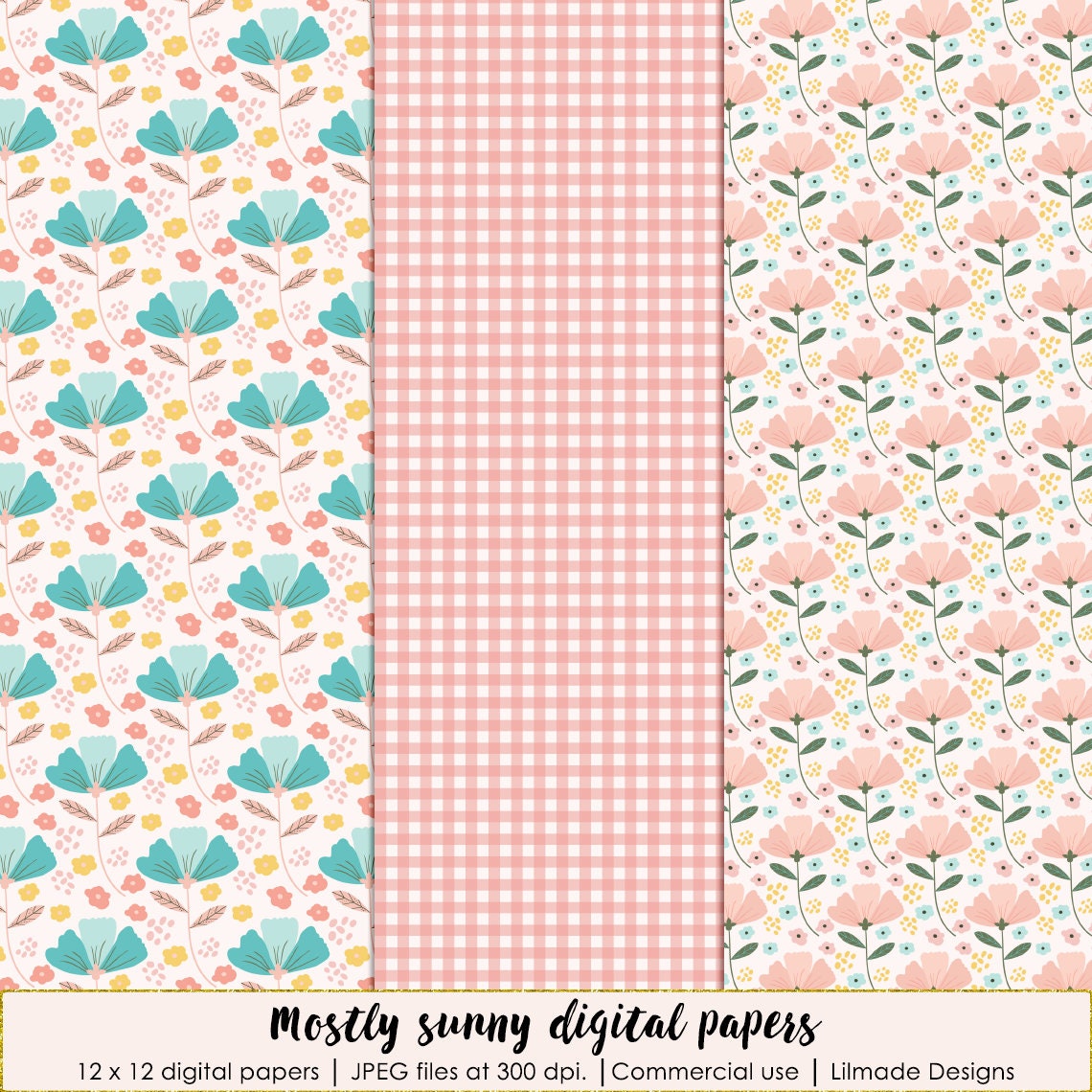 Modern Floral Digital Paper Black and White Stripe Rainbow - Etsy