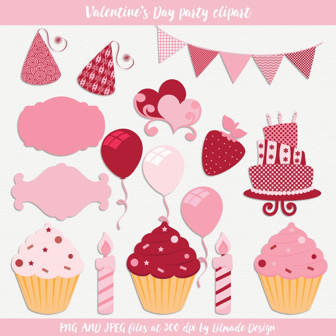 Valentine Clip Art, Valentine's Day Party Clip Art, Cake Clip Art ...