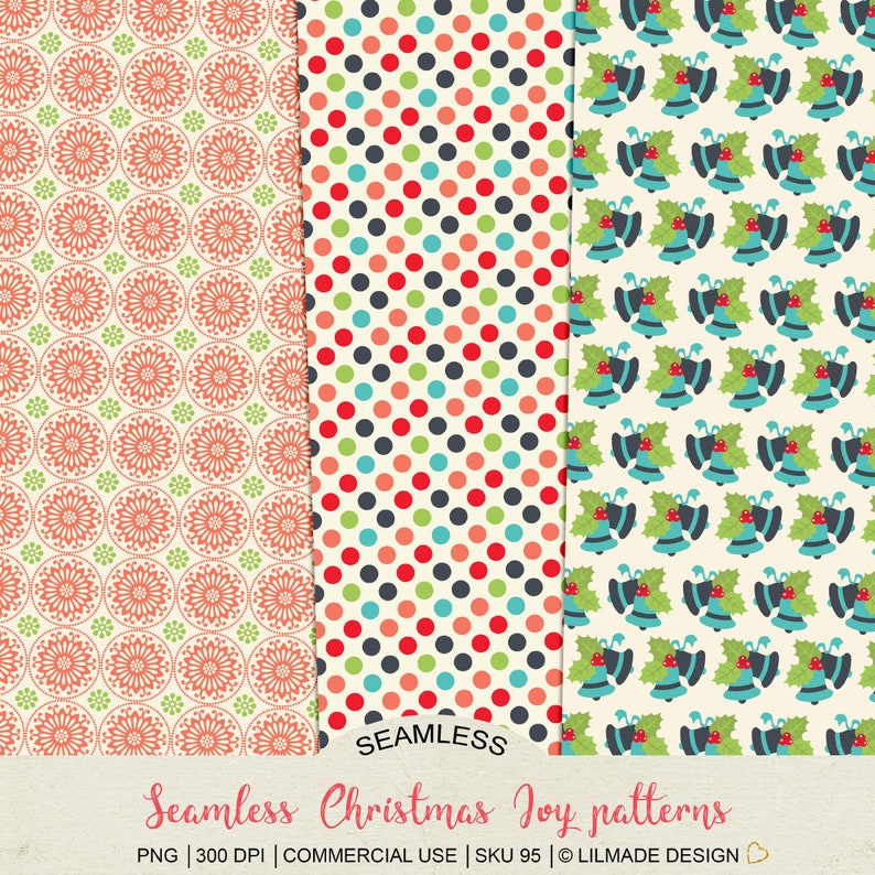 Seamless Christmas Digital Paper Pack, Christmas Lights Paper, Winter ...