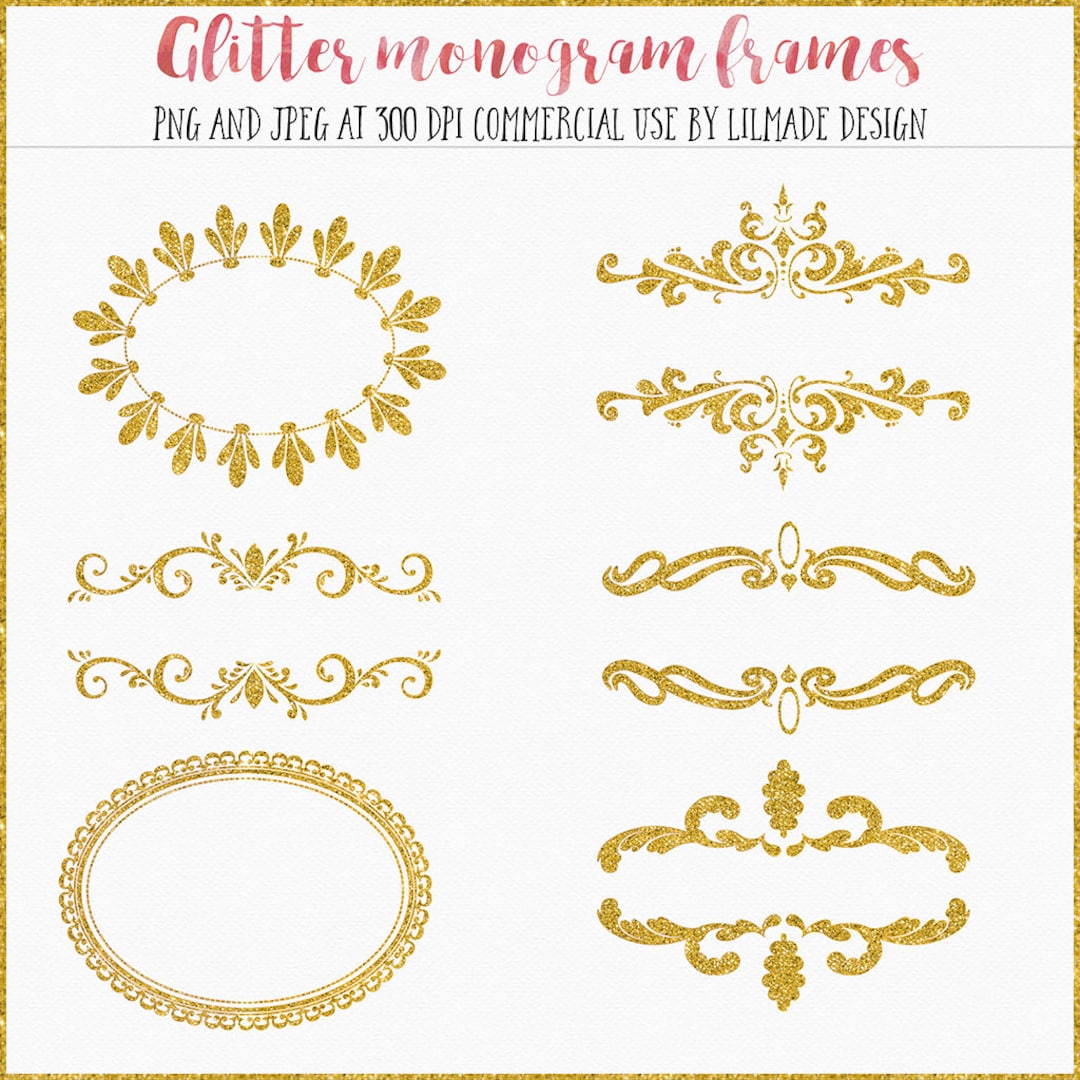 Gold Glitter Frames Clipart in Transparent PNG Files for Scrapbooking ...