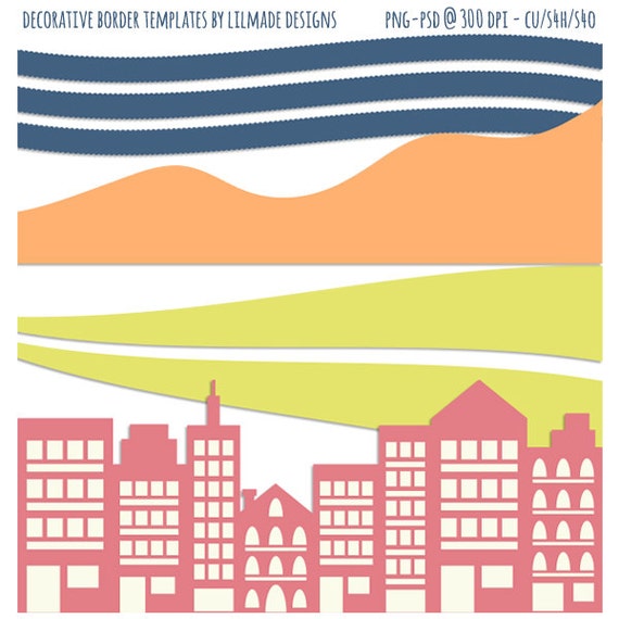 Digital borders clip art, digital borders, trims clip art, skyline ...