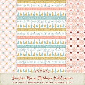 Seamless Christmas Digital Papers, Christmas Scrapbook Papers ...