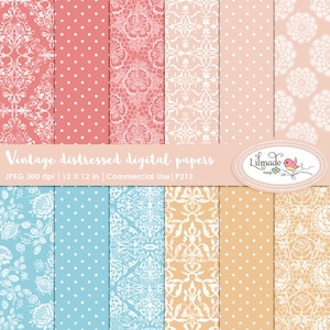 Lace digital paper vintage paper damask pattern pastel | Etsy