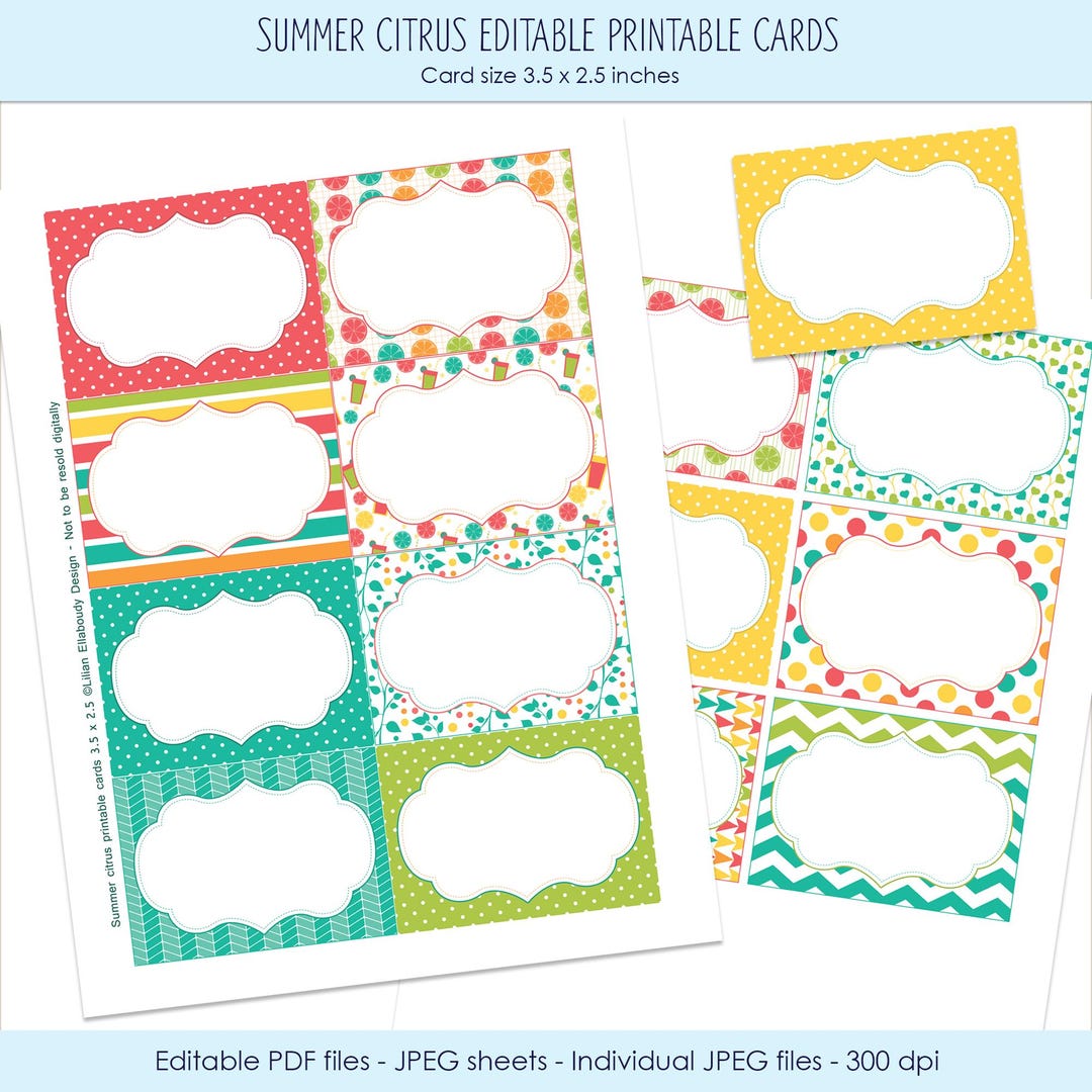 Digital Printable Labels, Digital Printable Cards, 3.5 X 2.5 Inch Cards ...