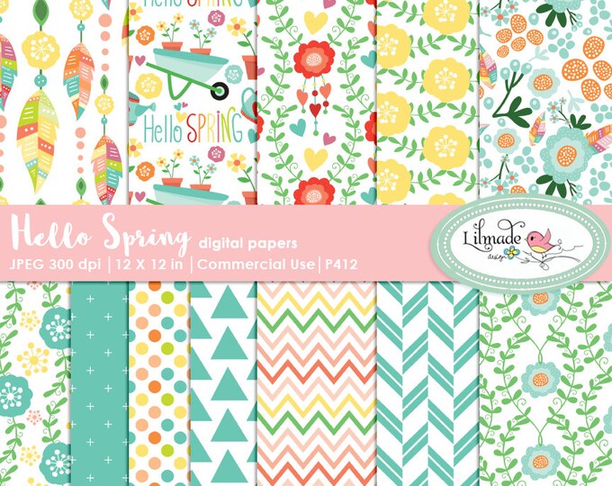 Spring Digital Paper Spring Scrapbook Paper Digital Paper | Etsy