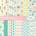 Spring Digital Paper, Spring Scrapbook Paper, Digital Paper, Patterned ...