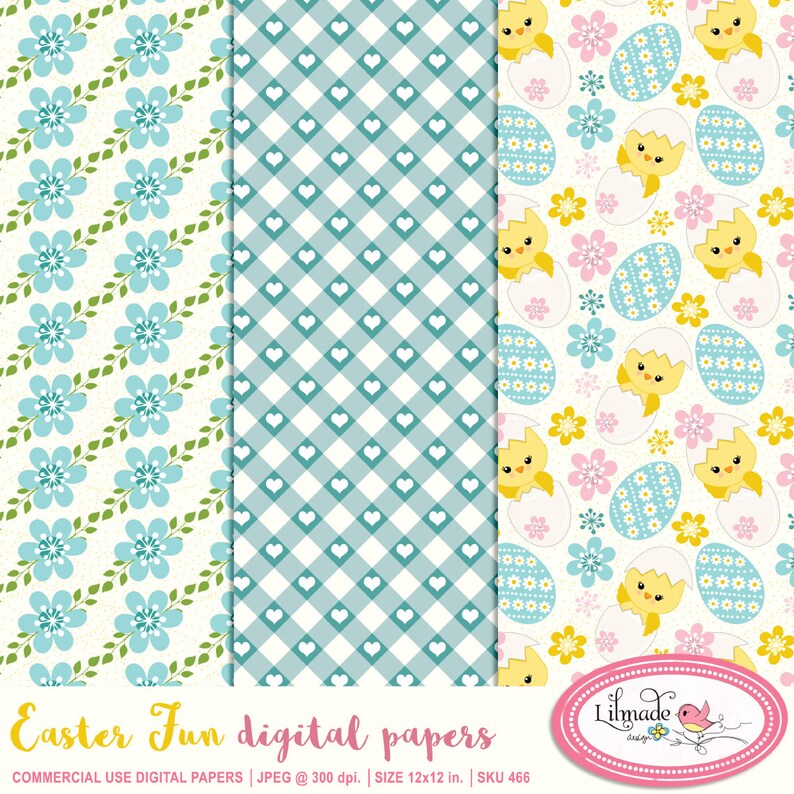 Easter Digital Papers, Easter Bunny, Easter Chick, Easter Eggs, Egg Hun ...