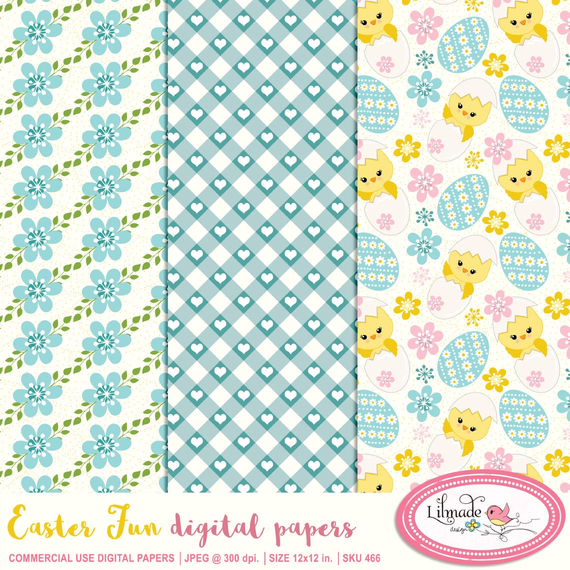 Easter Digital Papers Easter Bunny Easter Chick Easter - Etsy