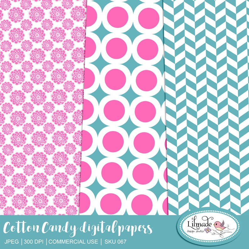 Cotton Candy Digital Paper, Damask Paper, Zebra Digital Paper, Vintage ...