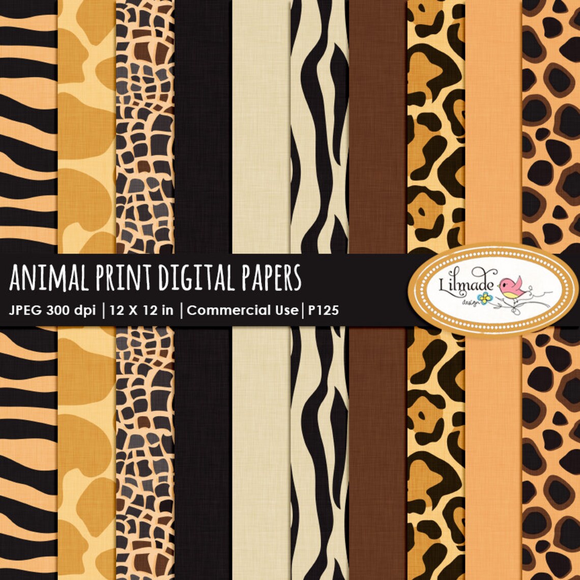 Animal Print Digital Paper, Safari Scrapbook Paper (commercial Use) - Etsy