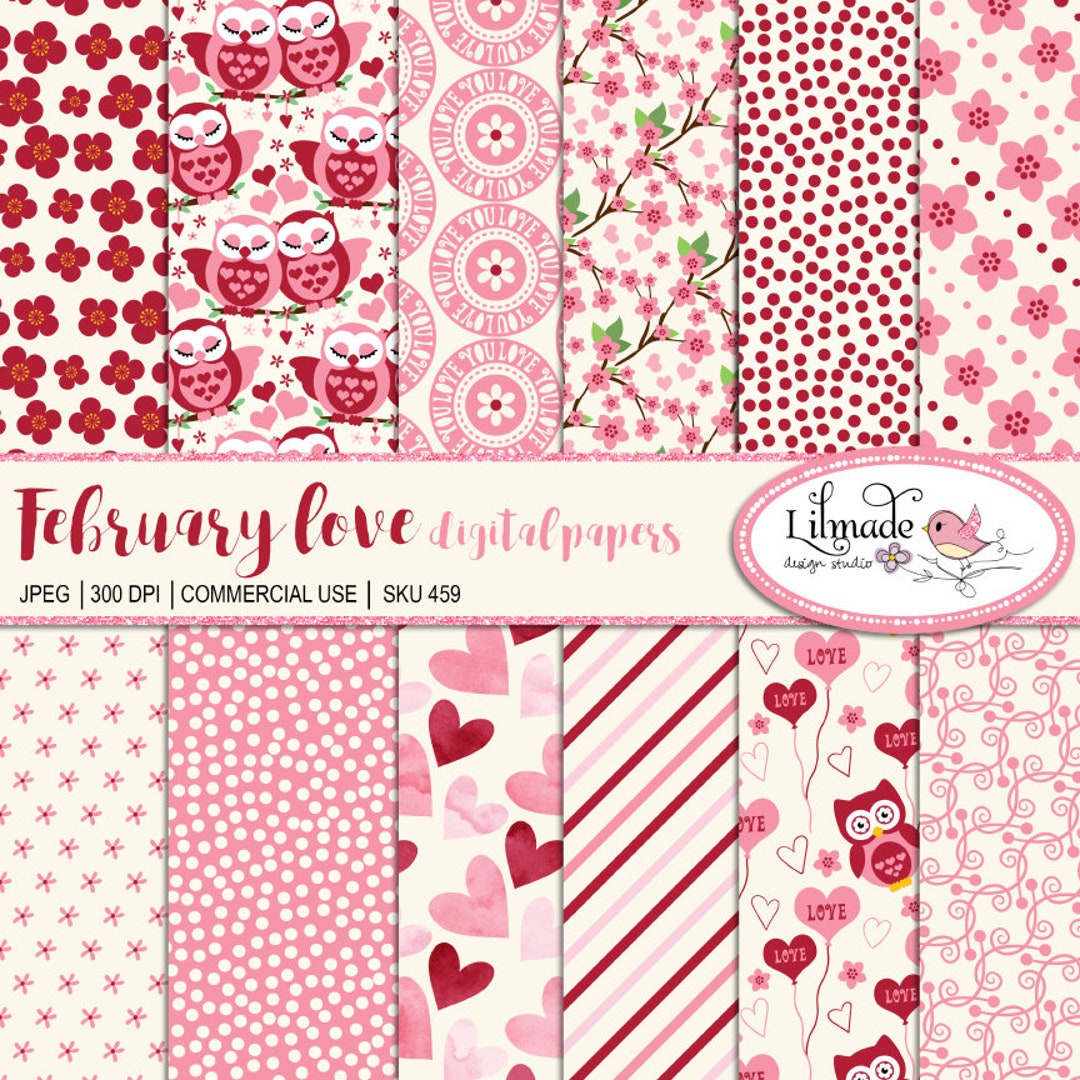 Valentine's Day Digital Paper for Commercial Use - Etsy