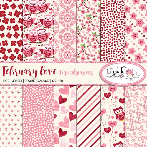 Valentine's Day Digital Paper Pack Scrapbook Papers - Etsy
