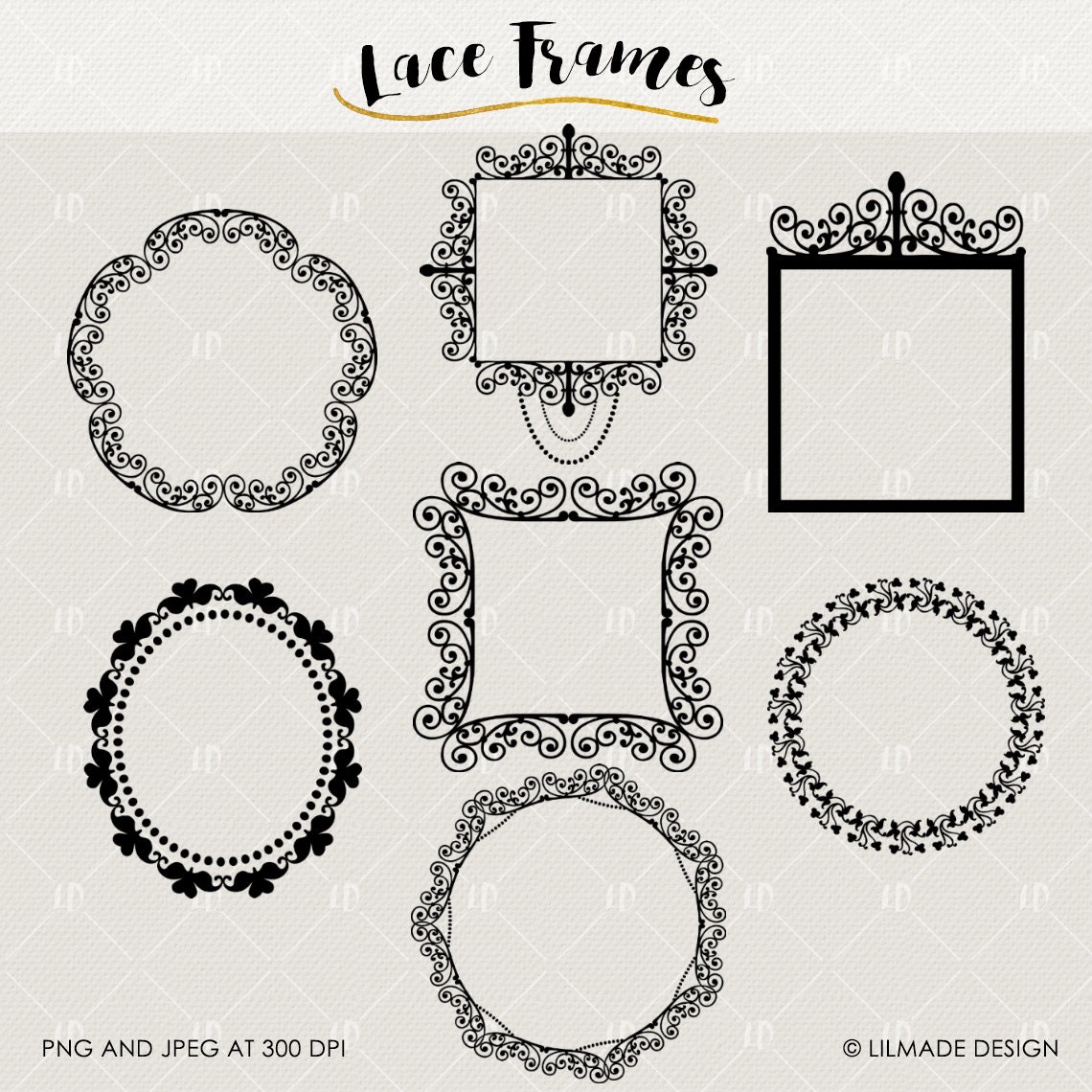 Monogram Frames Clipart Black