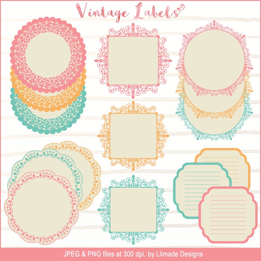 Vintage Lace Labels, Doily Clip Art, Printable Labels, Frames Clip Art ...